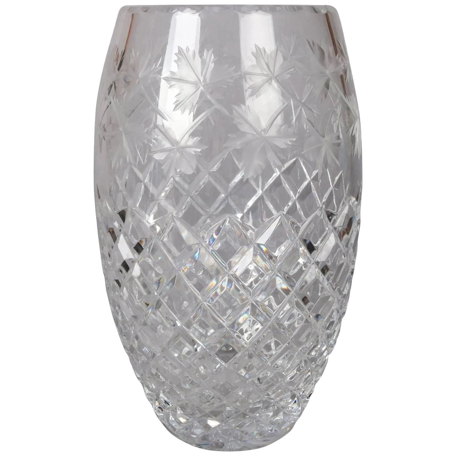 Antique Hawkes School Brilliant Cut Crystal Maple Leaf Vase, 20th ...