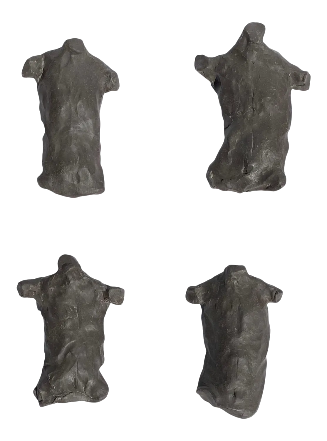 Figurative Clay Wall Sculptures of Male Torsos - 4 Pieces | Chairish
