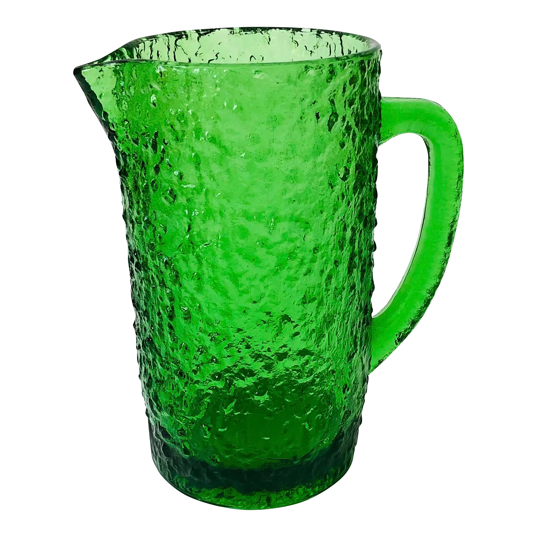MCM Textured Green Glass Pitcher | Chairish