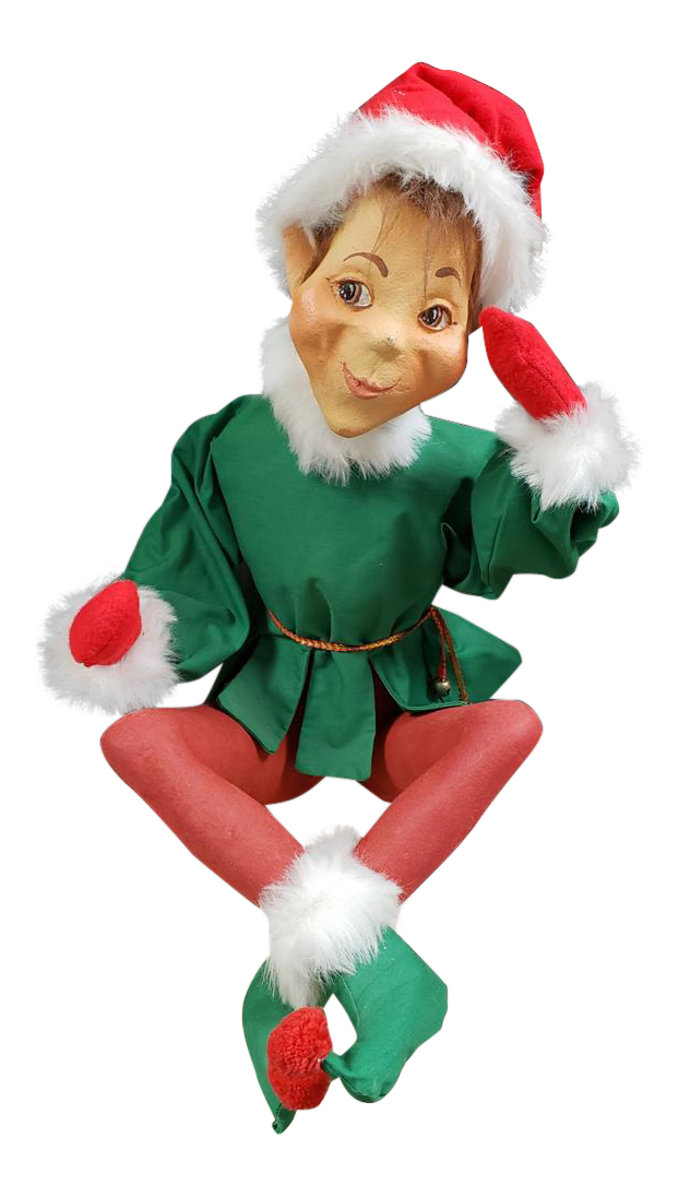 Large Vintage Window Display Bloomingdale's Sitting Santa Elf | Chairish