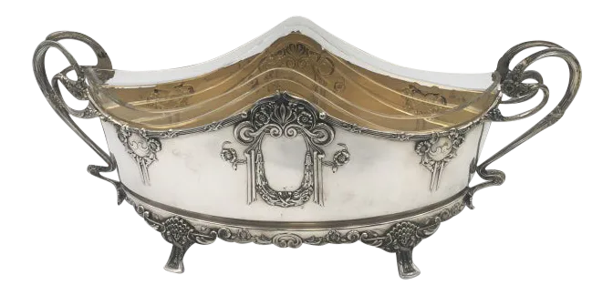 Art Nouveau Style Continental Austrian Silver Centerpiece Bowl | Chairish