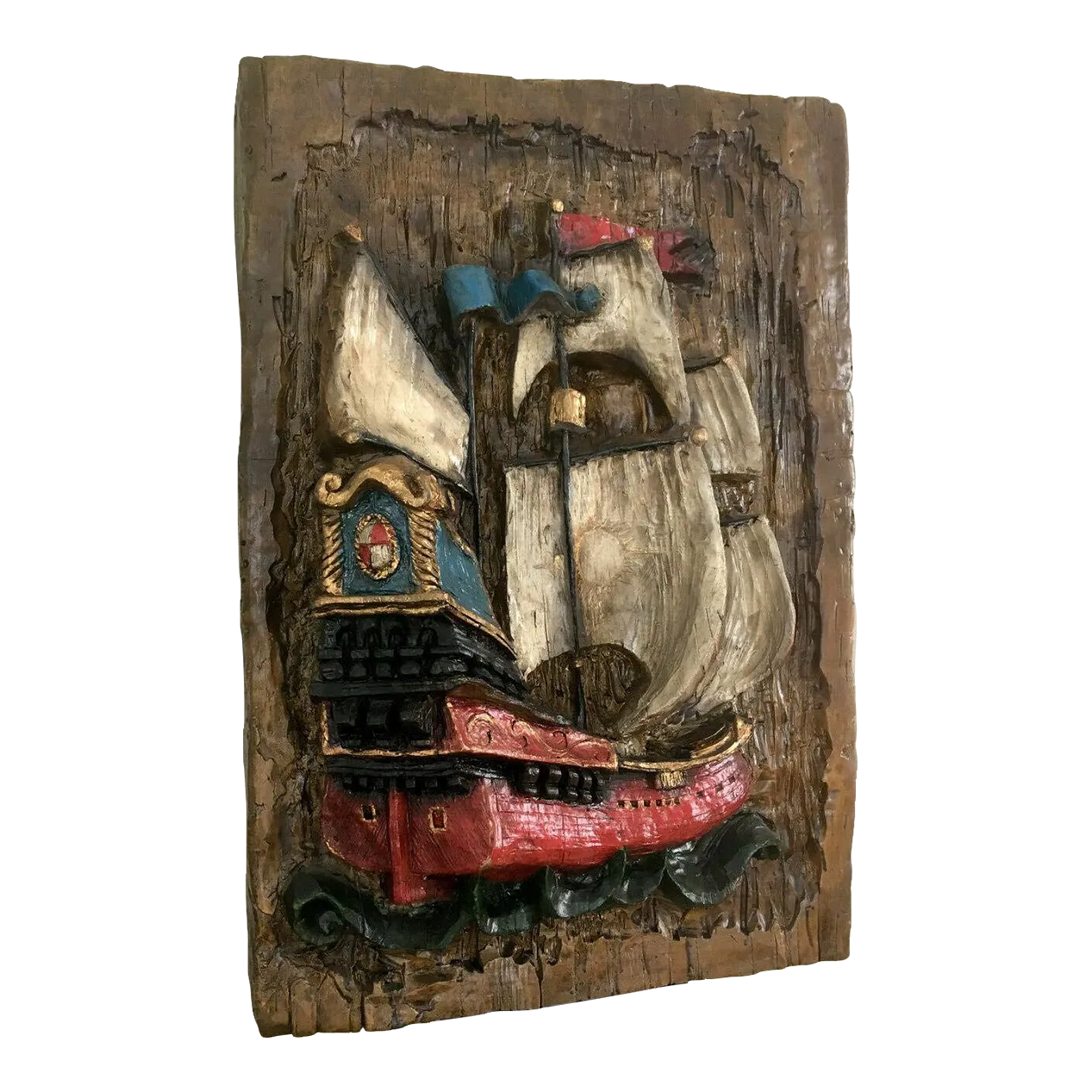 Mid-Century 70s Wall Hanging 3d Fiberglass Tall Clipper Ship Brutalist ...