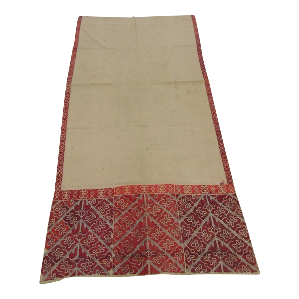 Antique Red Embroidered "Phulkari" Sheer Textile Panel | Chairish