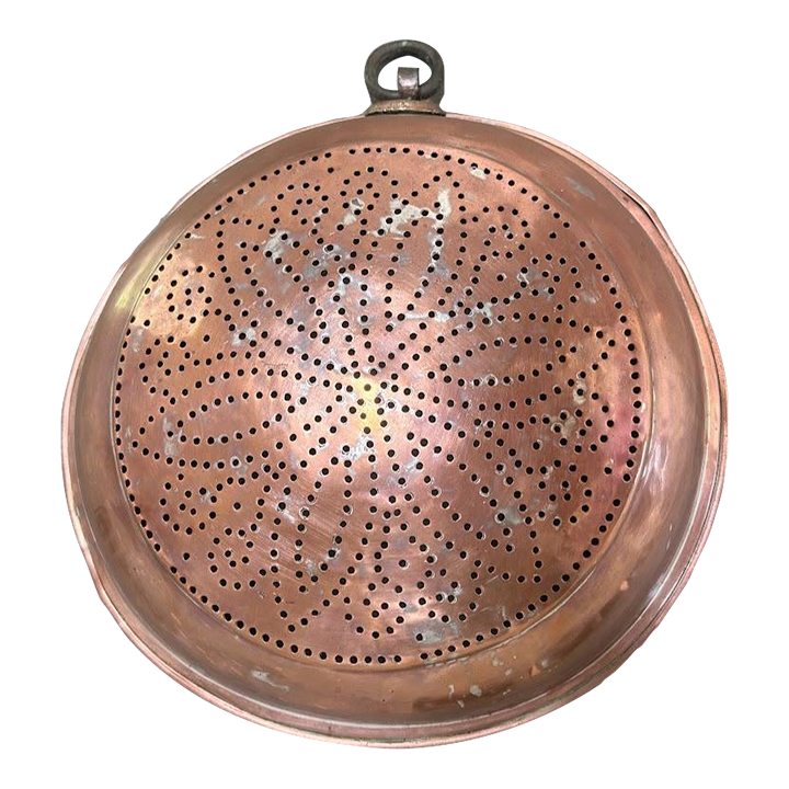 Mid 20th Century Vintage Large Copper Sieve | Chairish