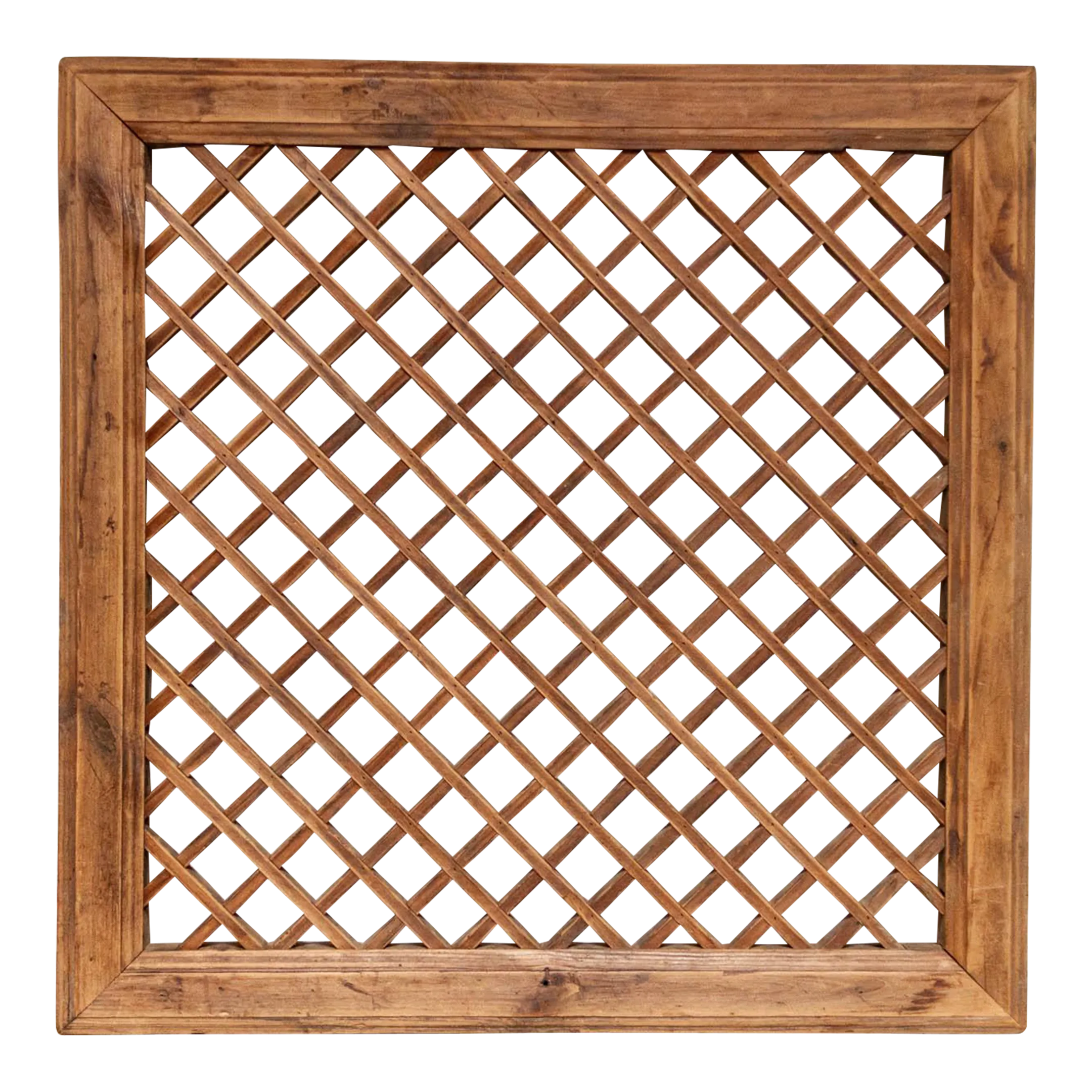 Diamond Rustic Wood Lattice Window | Chairish