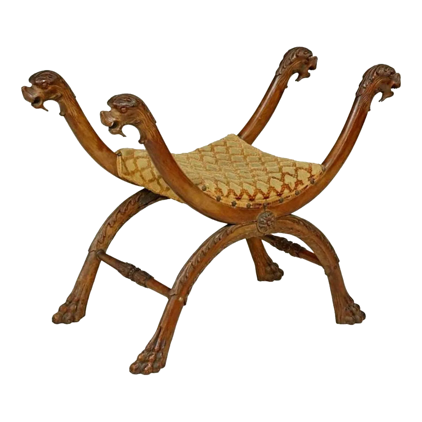 19th Century Italian Renaissance Revival Curule Stool | Chairish