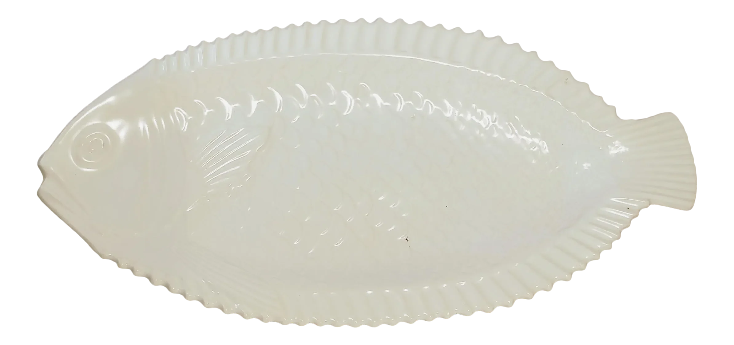 Mid 20th Century McCoy White Fish Platter Pottery | Chairish