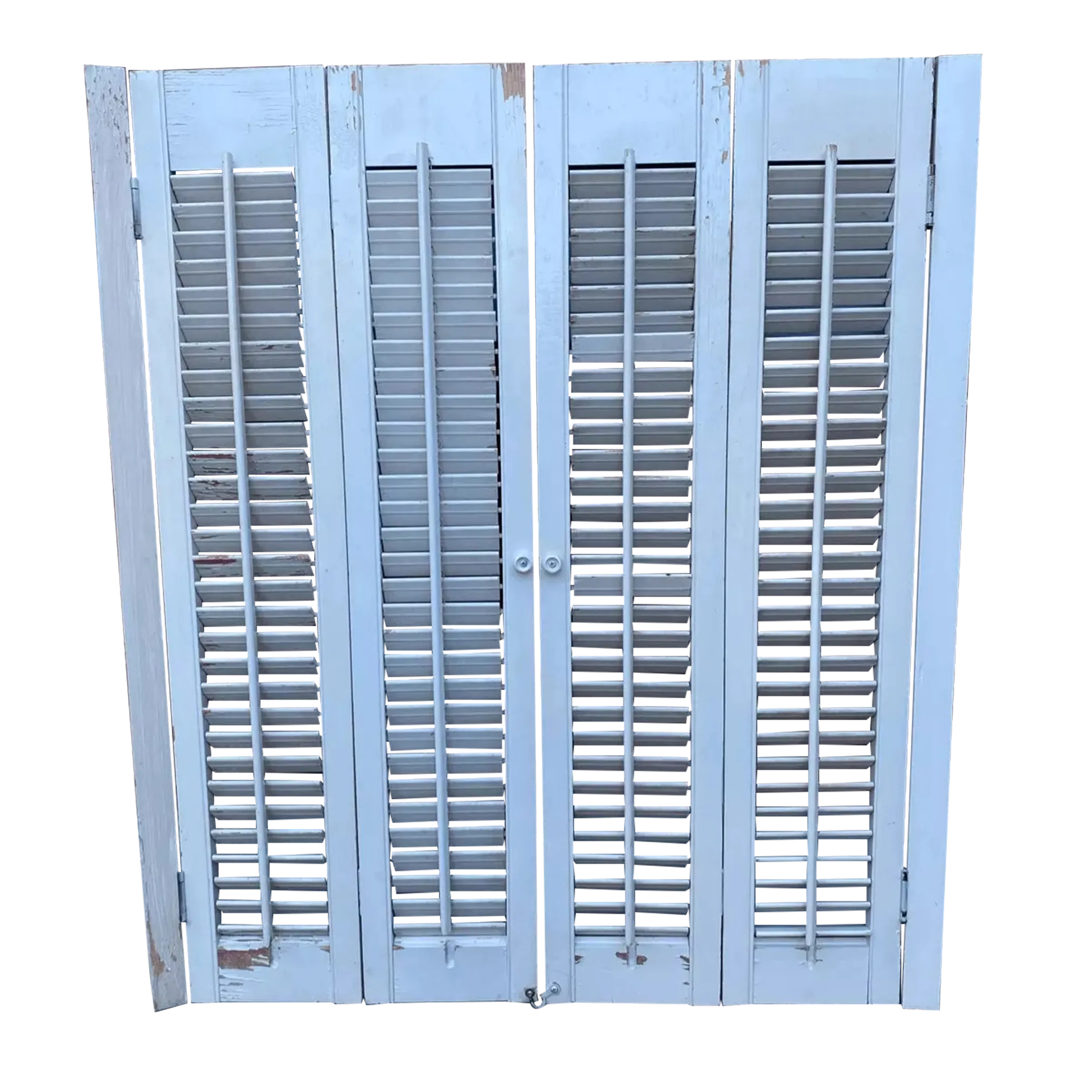 Pair of Vintage White Wood Interior Bifold Louver Window Shutters | Chairish