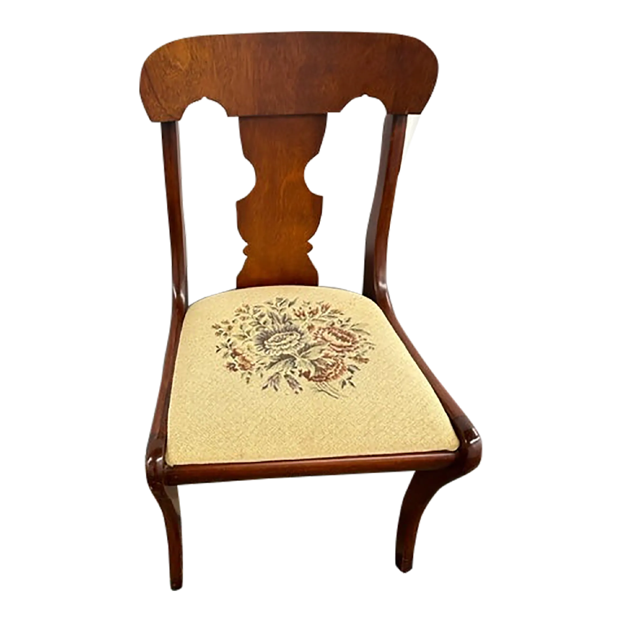 Antique Fiddle Back Chair With Upholstered Seat | Chairish