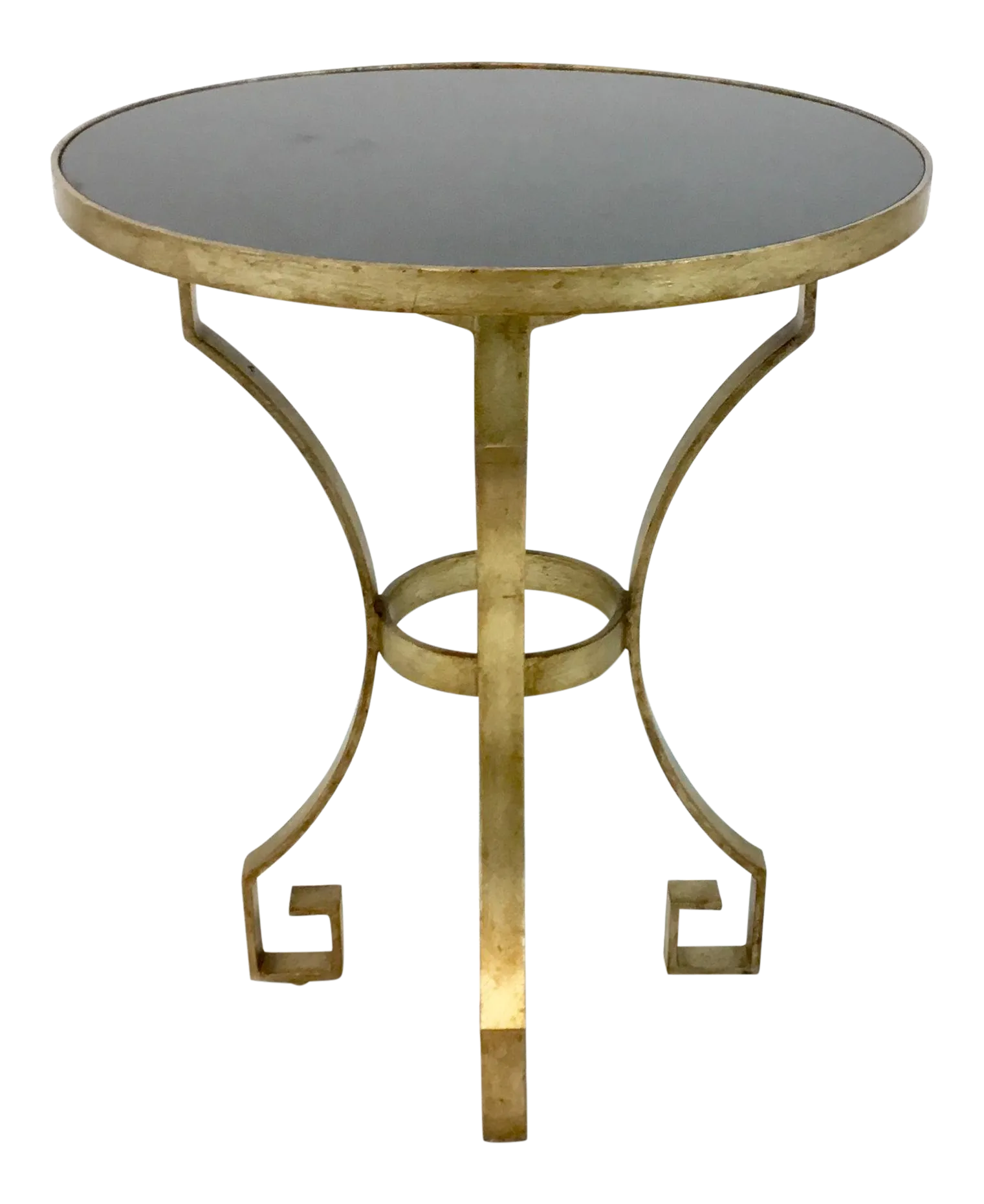 Pearson Black and Champagne Greek Key Accent Table | Chairish