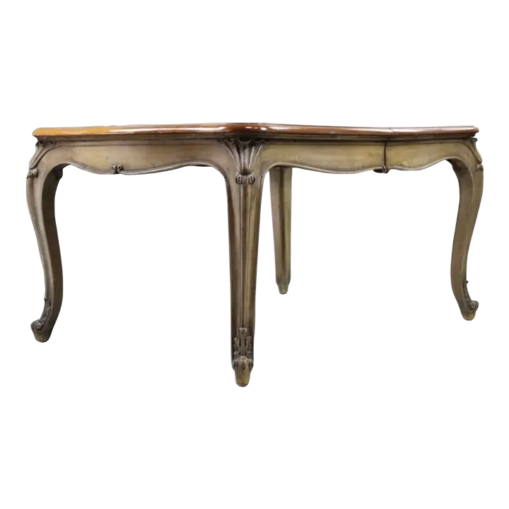 1930s French Provincial Inlaid Parquet Two Leaf Dining Table | Chairish
