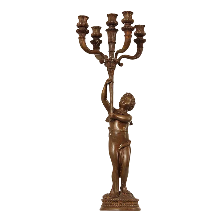 Italian Renaissance Revival Style Bronze Six-Light Figural Candle ...