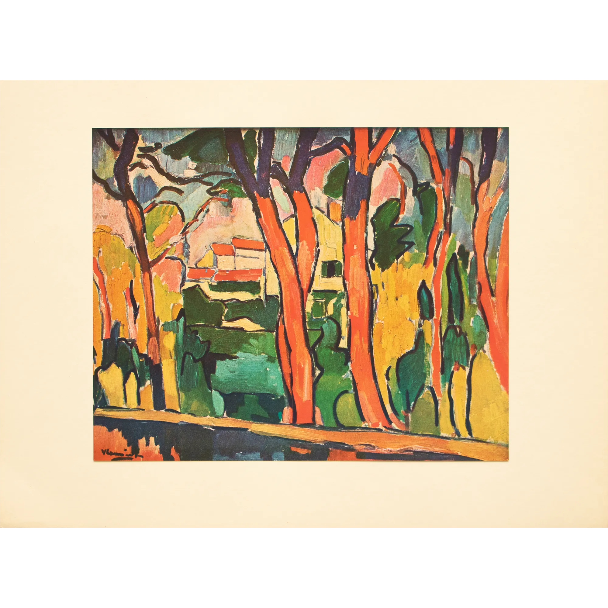 1947 After Maurice De Vlaminck "The Red Trees", First Edition Period Swiss Lithograph | Chairish