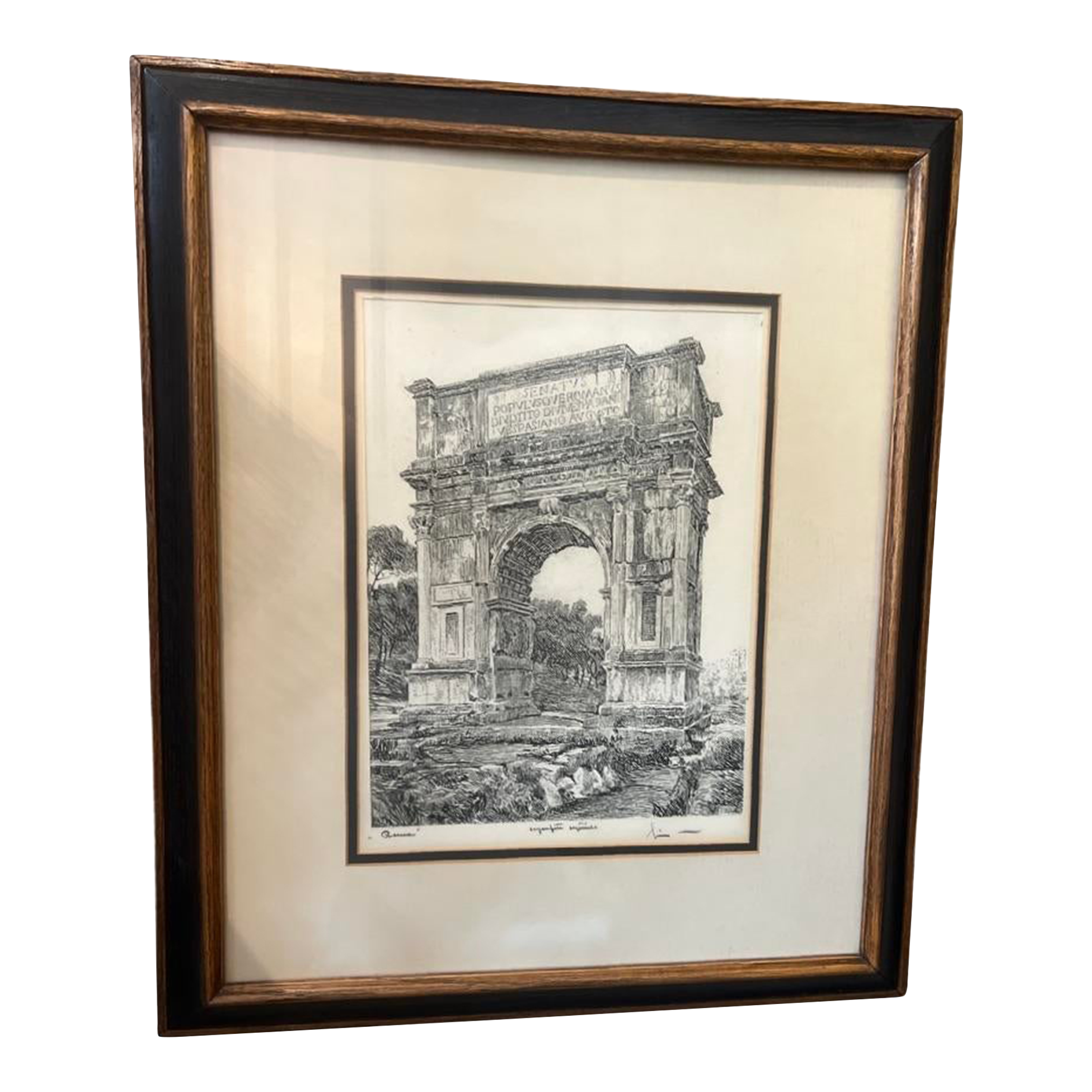 Vintage Framed Arch of Titus Sketch Print | Chairish