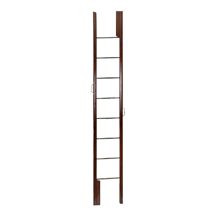 1900s Mahogany Library Pole Ladder With Steel Rungs | Chairish