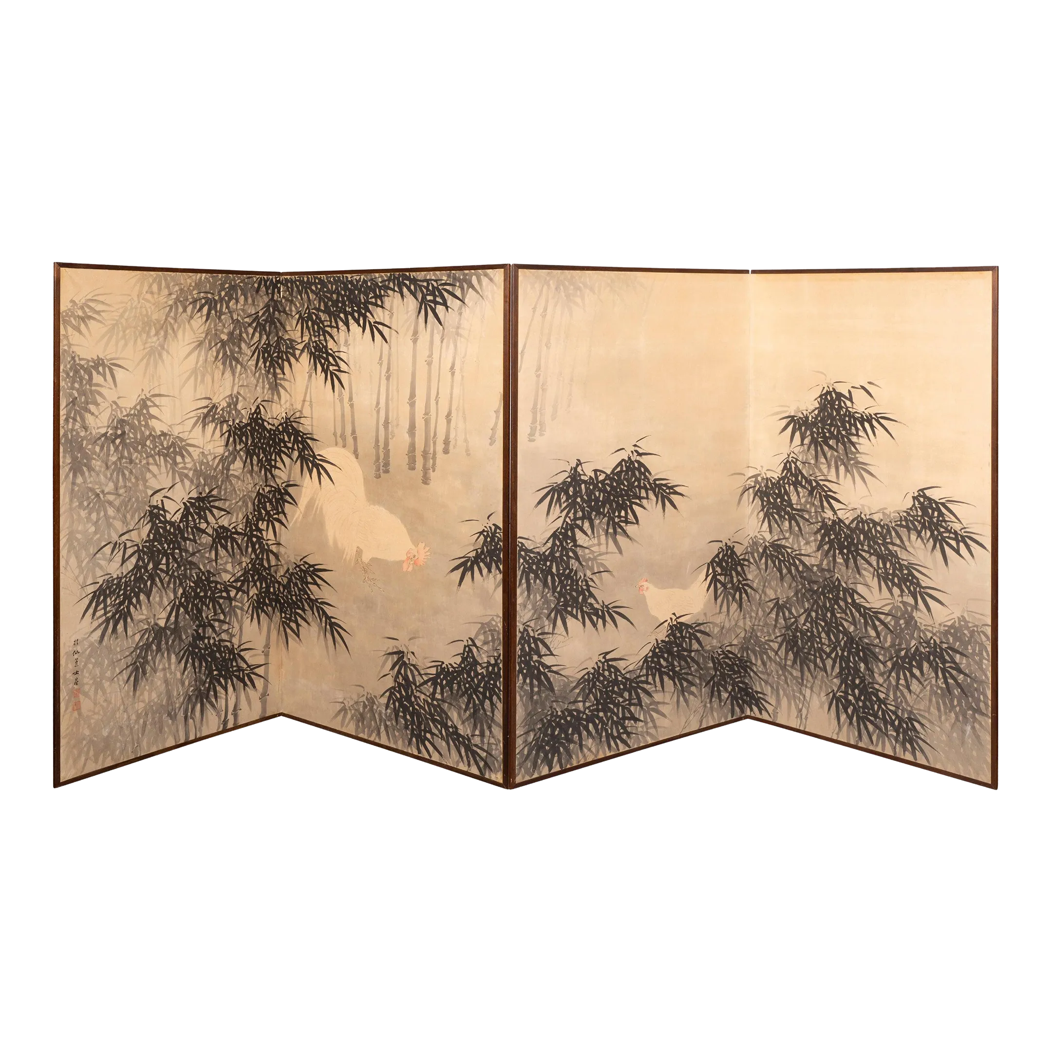 Japanese Four Panel Paper Screen -Two Panels | Chairish