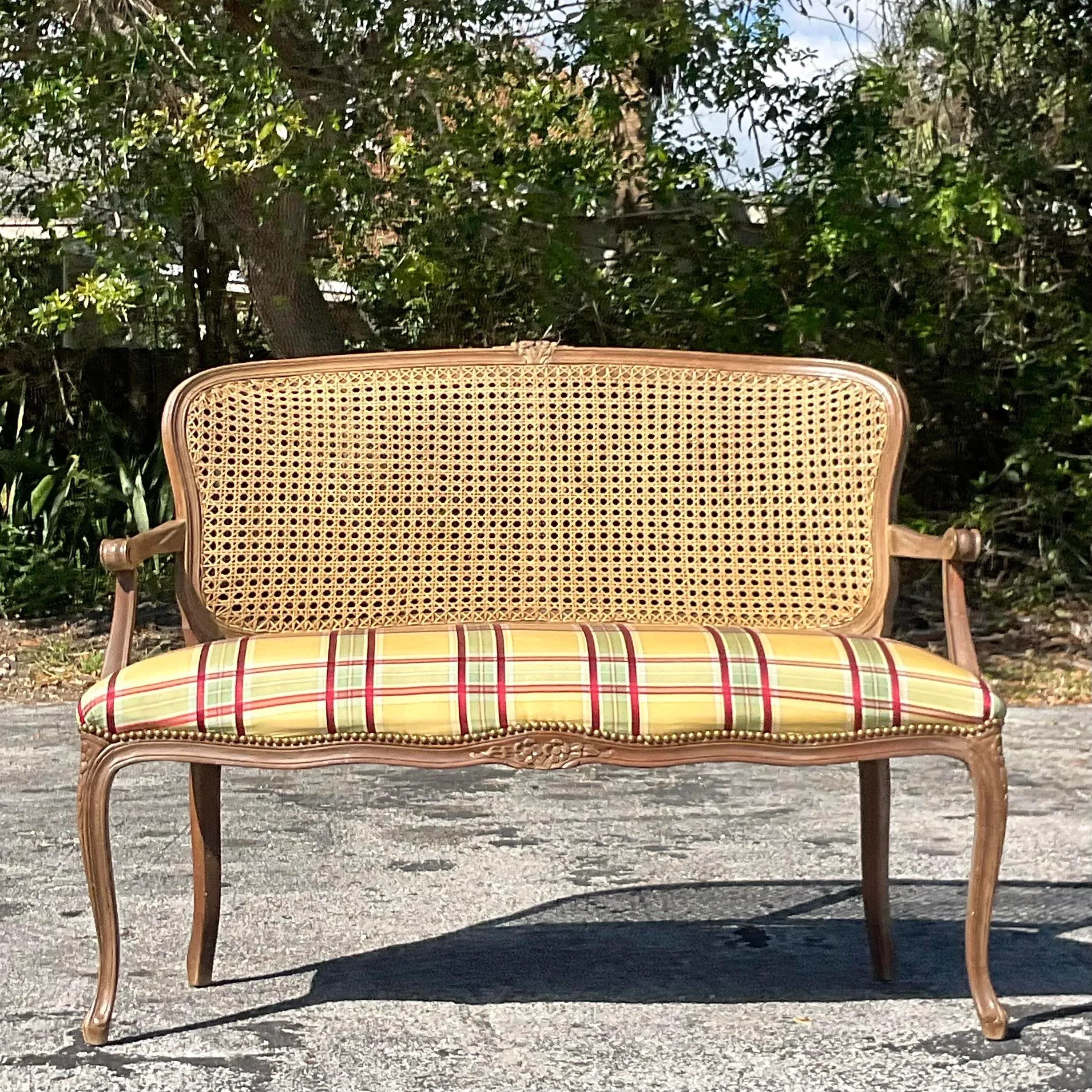 Cane settee store
