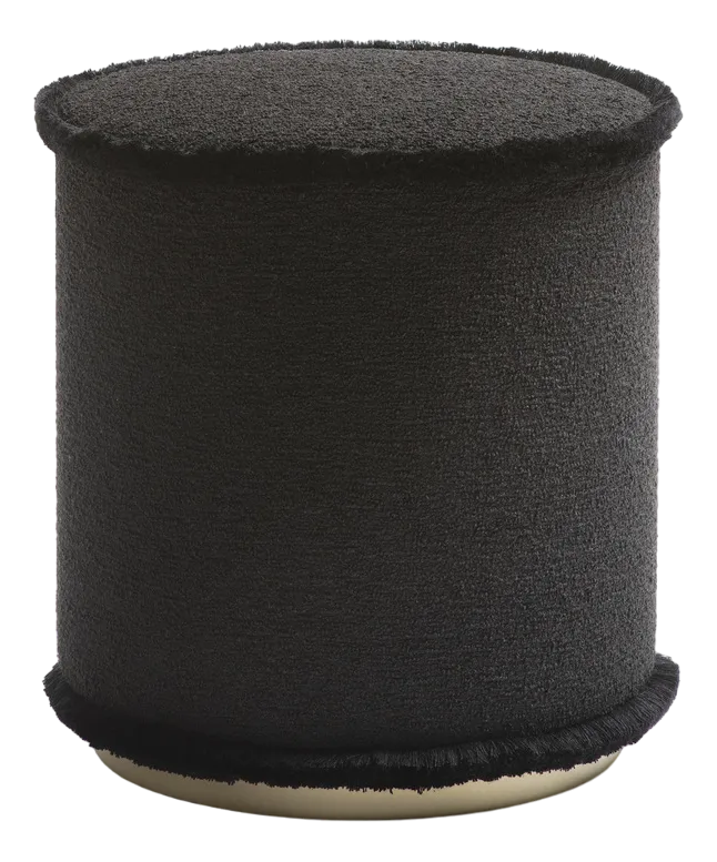 Il Pouf in Bouclè Black by Lo Decor | Chairish