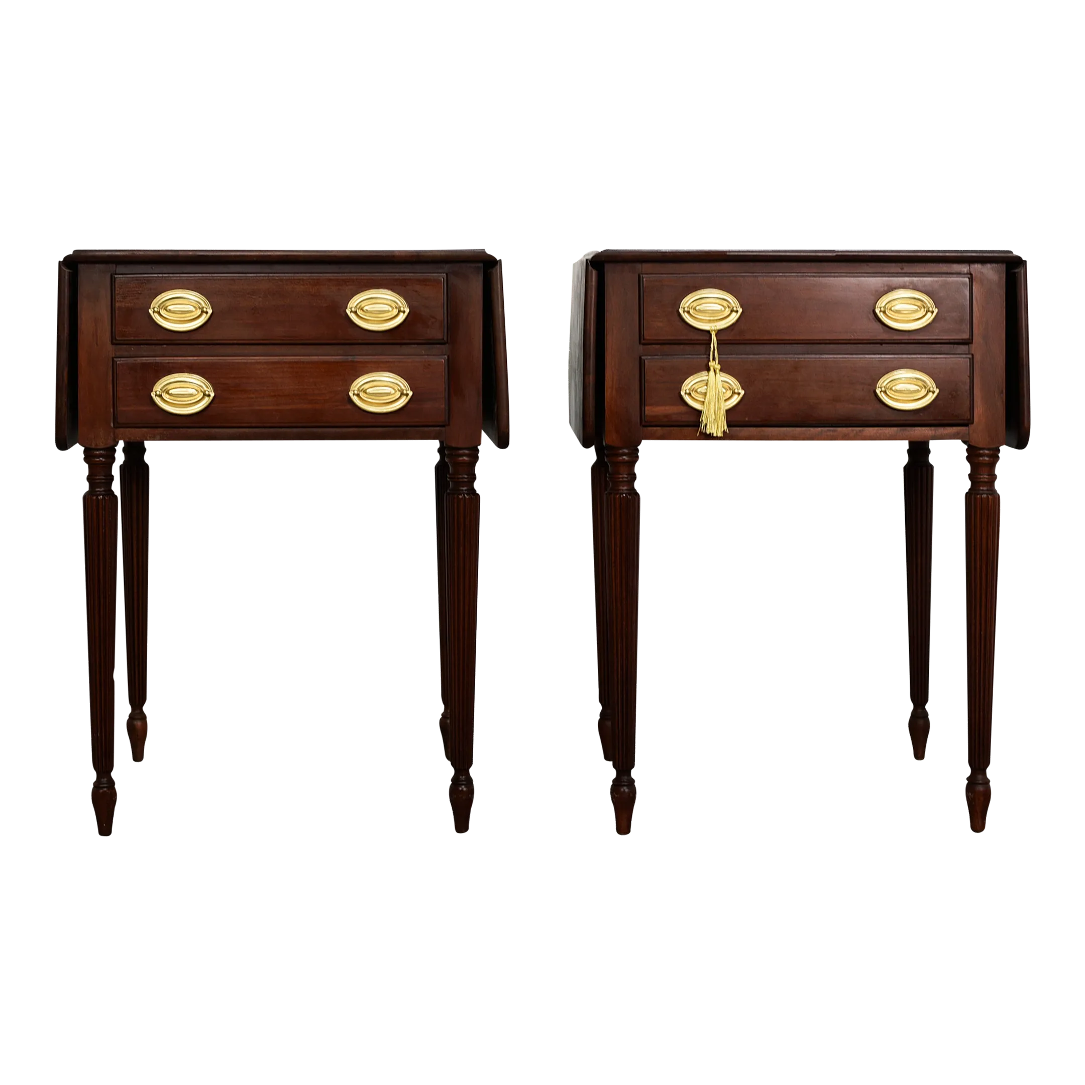 Mid Century Sheraton Style Fluted Leg Flip Top Tables - a Pair | Chairish