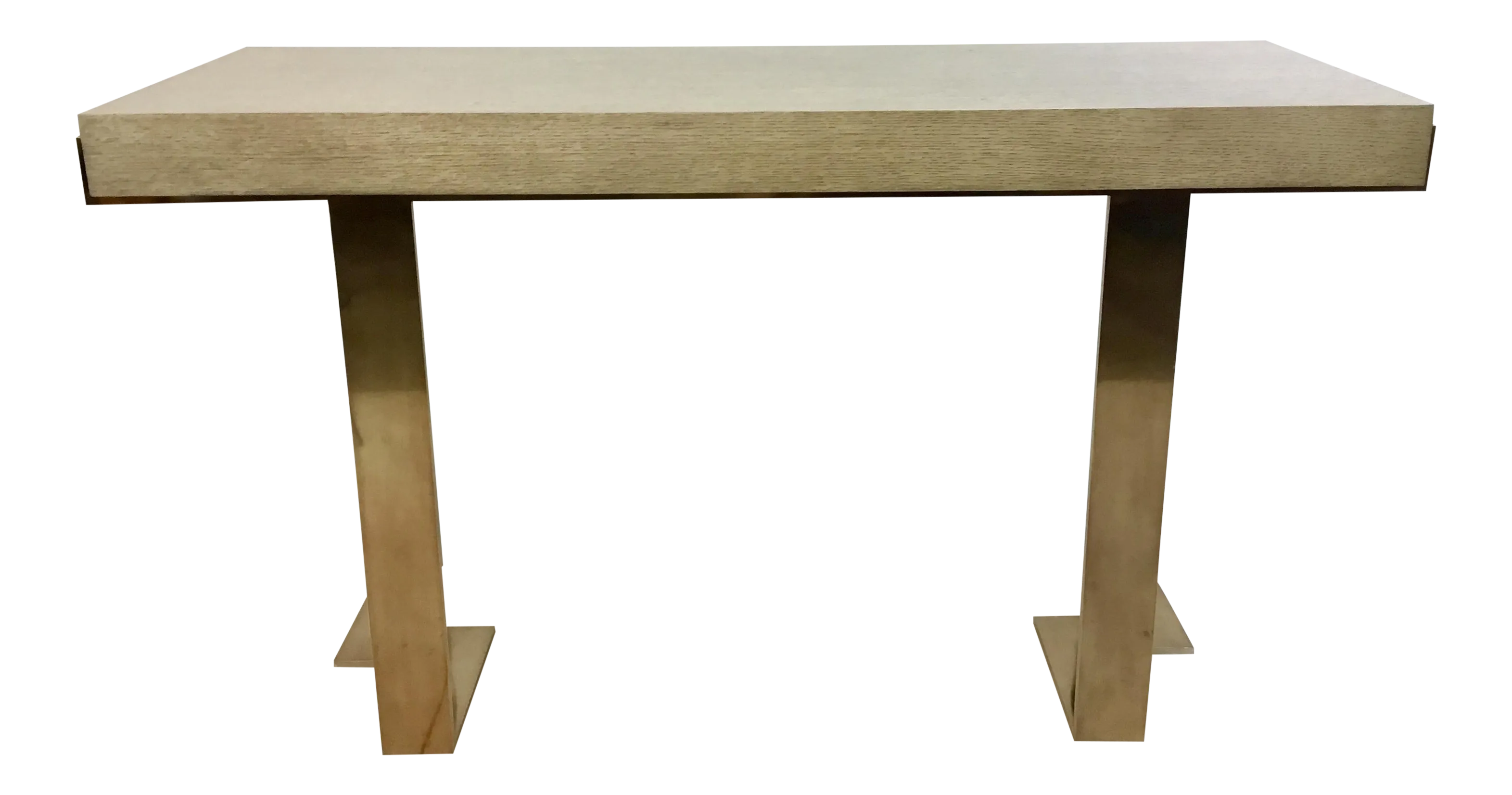 Modern Greige Wood and Metal Console Table | Chairish