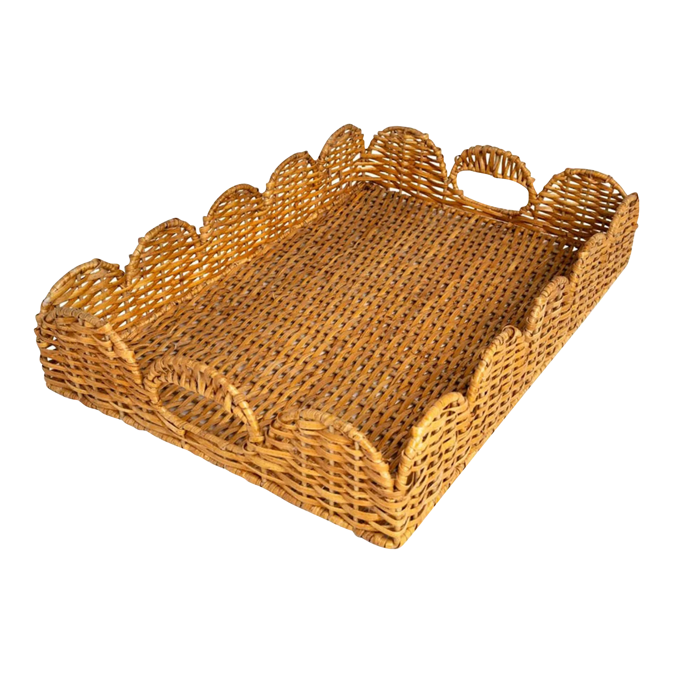 Scalloped Wicker 22" Tray | Chairish