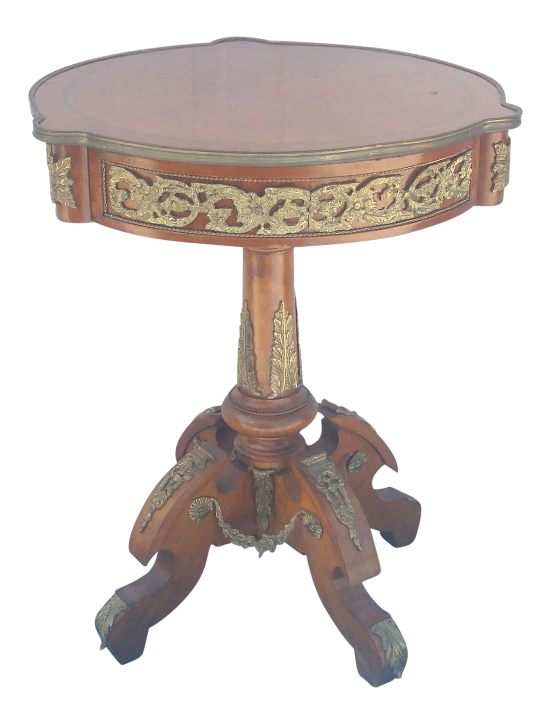 French Style Round Mahogany Pedestal Lamp Table with Ormolu Mounts ...