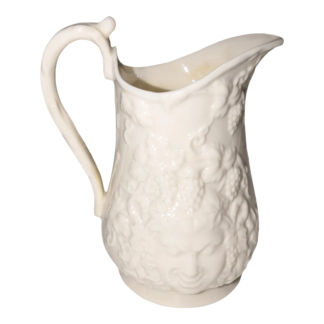 Late 19th Century Belleek Pottery Irish Mask Creamer | Chairish