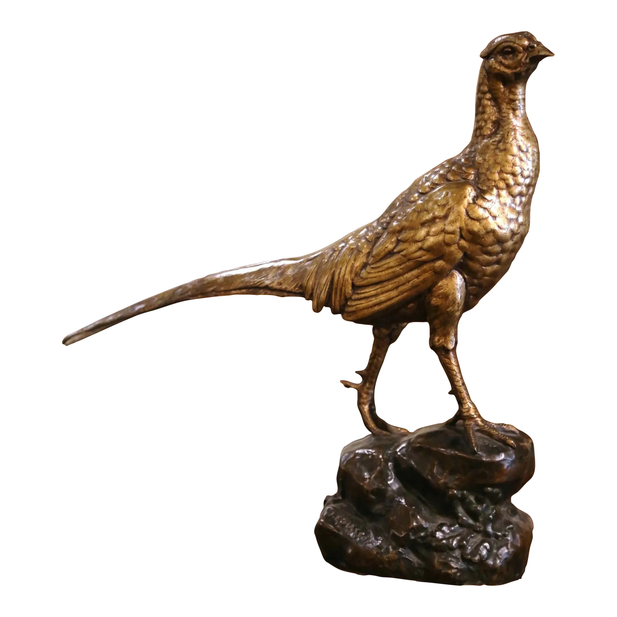 19th Century French Patinated Bronze Pheasant Sculpture Signed j.e ...