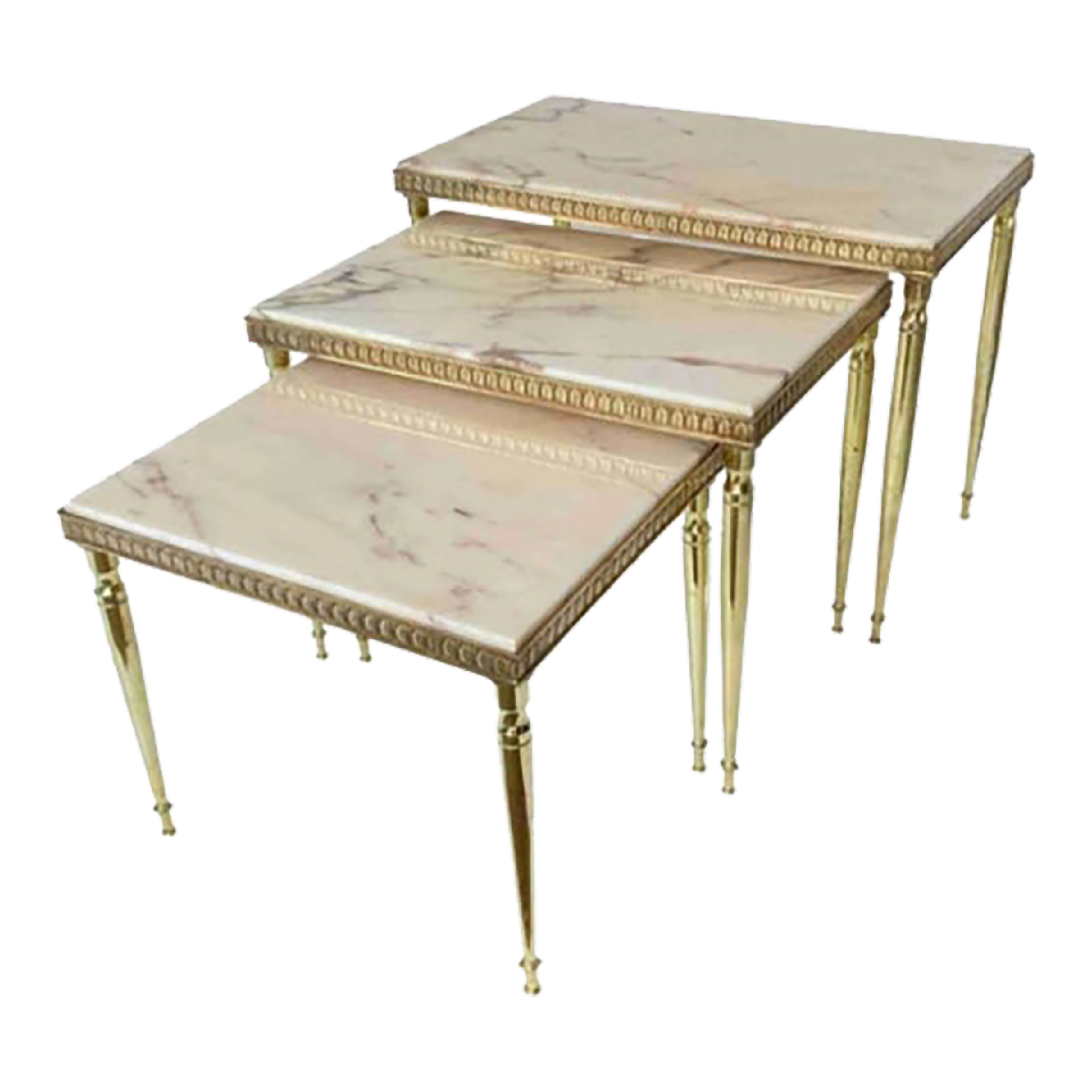 1970s Pink Marble Top Nesting Tables - Set of 3 | Chairish