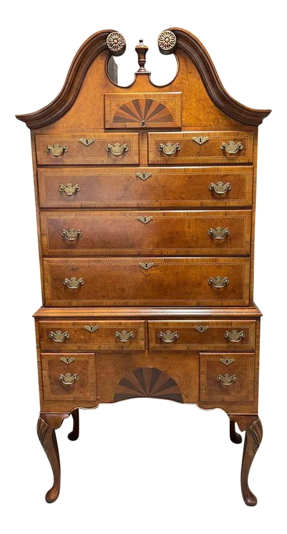 Queen Anne American Cherry Bonnet Top Highboy, 18th Century | Chairish