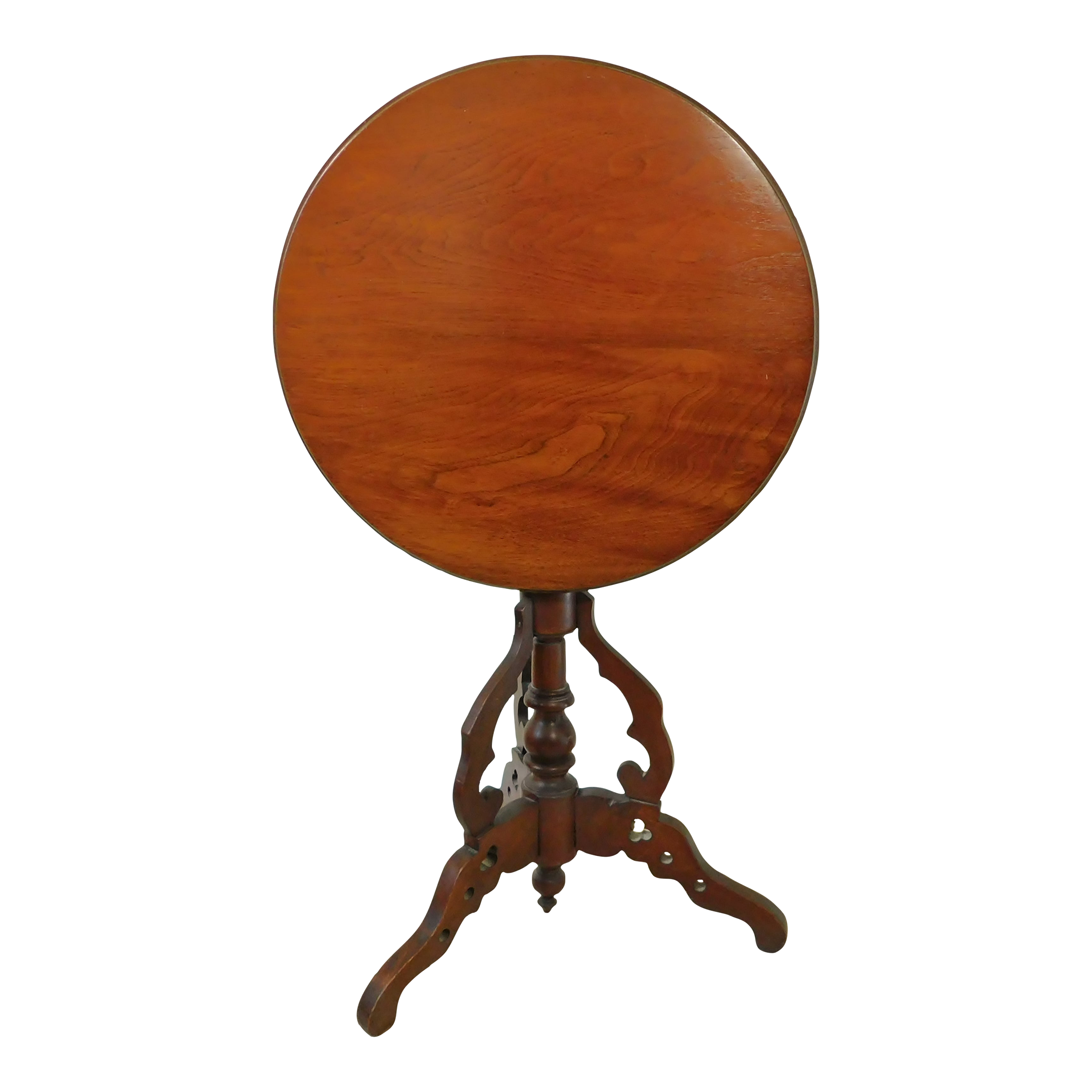 Vintage 1940s Solid Mahogany Wood Round Cut Out Pedestal Tilt Top ...