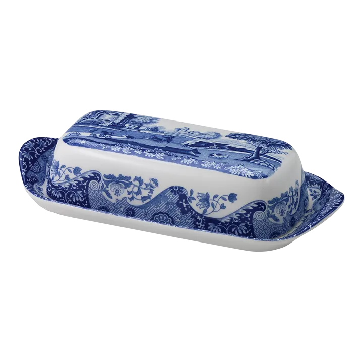 Spode Blue Italian Covered Butter Dish | Chairish