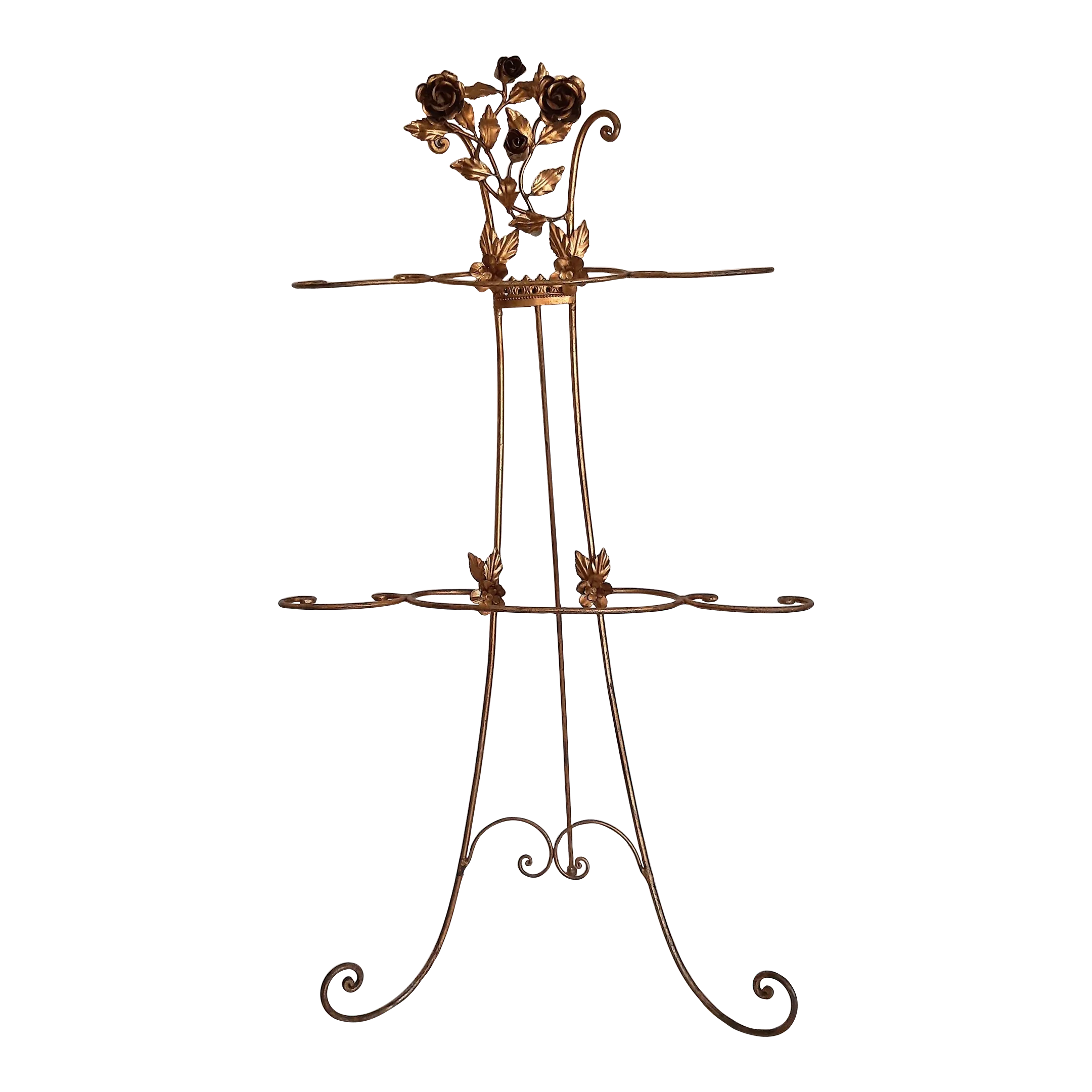 Italian Rose Tole Gold Towel Rack Linen Holder | Chairish