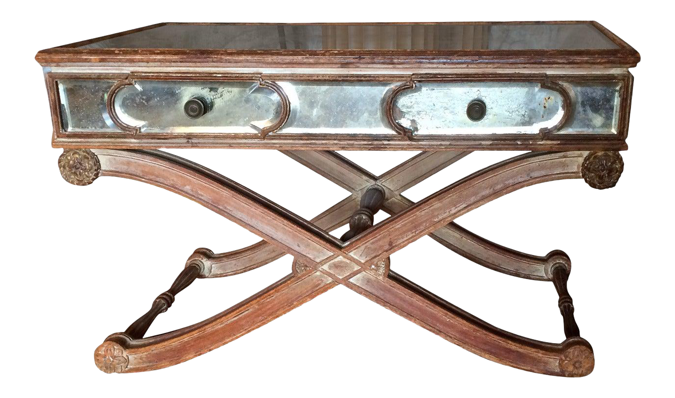 Mid-Century Modern Hollywood Regency Mirror Coffee or Side Table | Chairish