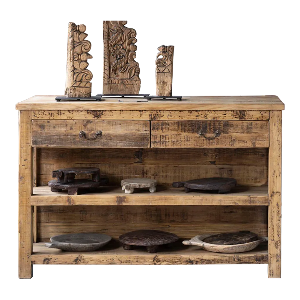 Matthew Izzo Rustic Timber Frame Island | Chairish