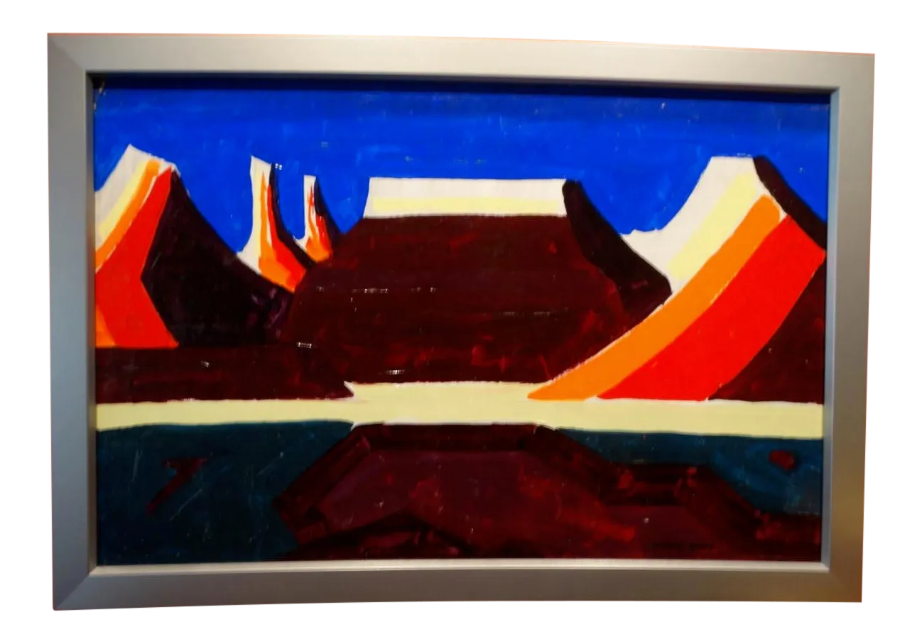 Conrad Buff Mid-Century Desert Landscape Oil Painting on Board | Chairish