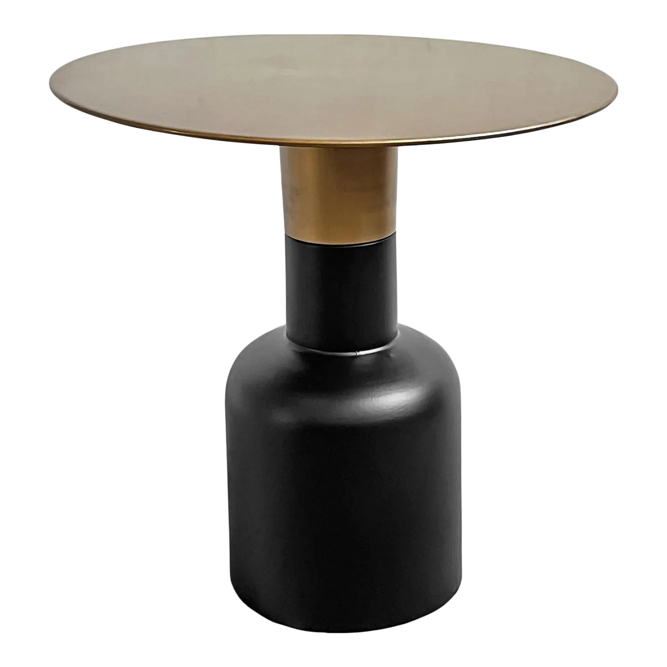 Black Matte & Brass Side Table | Chairish
