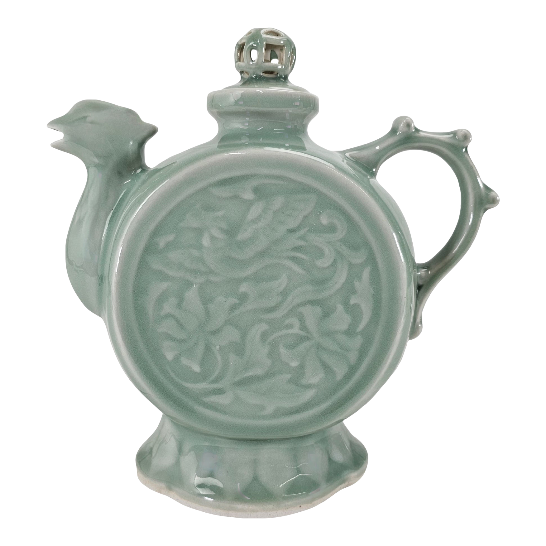 Chinese Phoenix Celadon Porcelain Teapot | Chairish