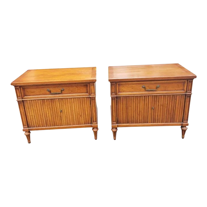 Mid-Century Henredon Custom Folio One Walnut Nightstands Bedside Tables ...
