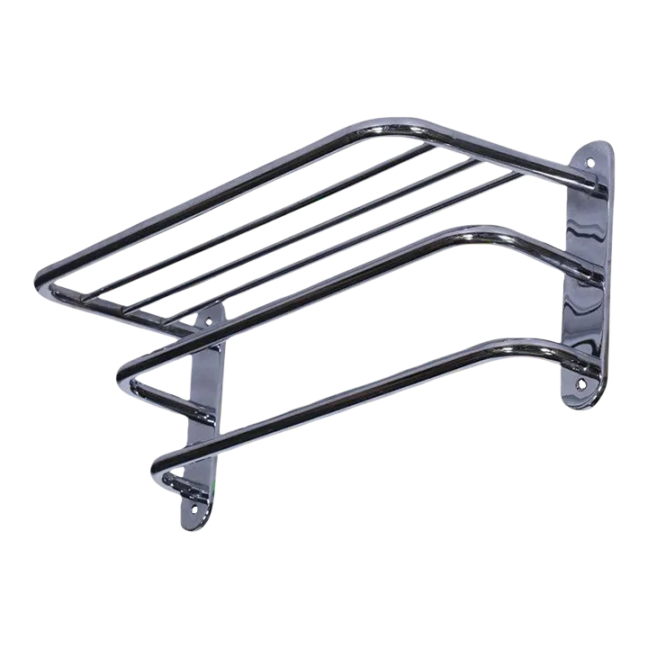 1970s Nautical Chrome Shelf With Two Hanging Rods From a Decommissioned ...