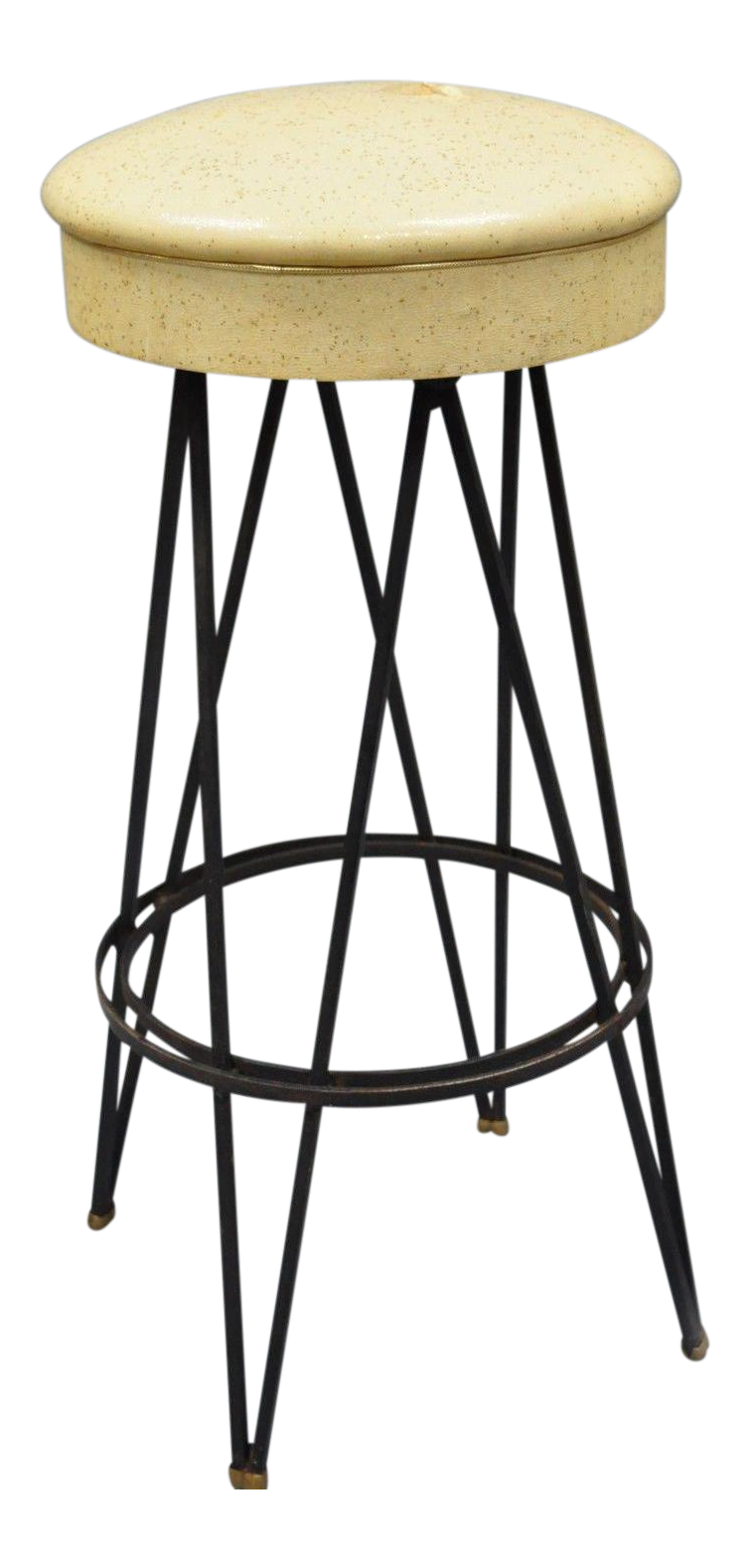 Vintage Wrought Iron Metal Hairpin Leg Atomic Era Swivel Bar Stool ...