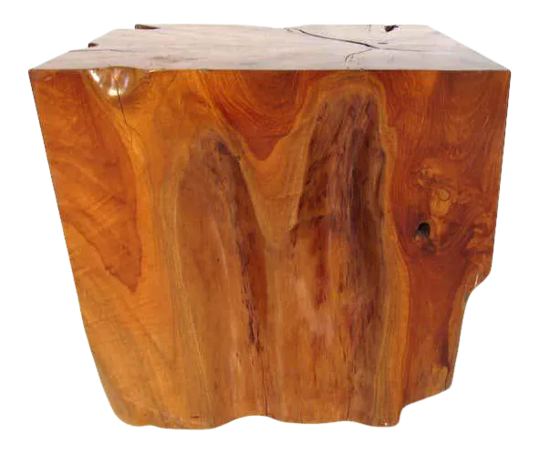 Natural Red Oak Slab Side Table | Chairish