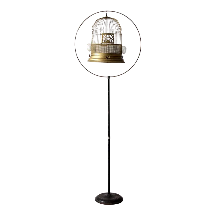 Antique Crown Bird Cage With Stand | Chairish