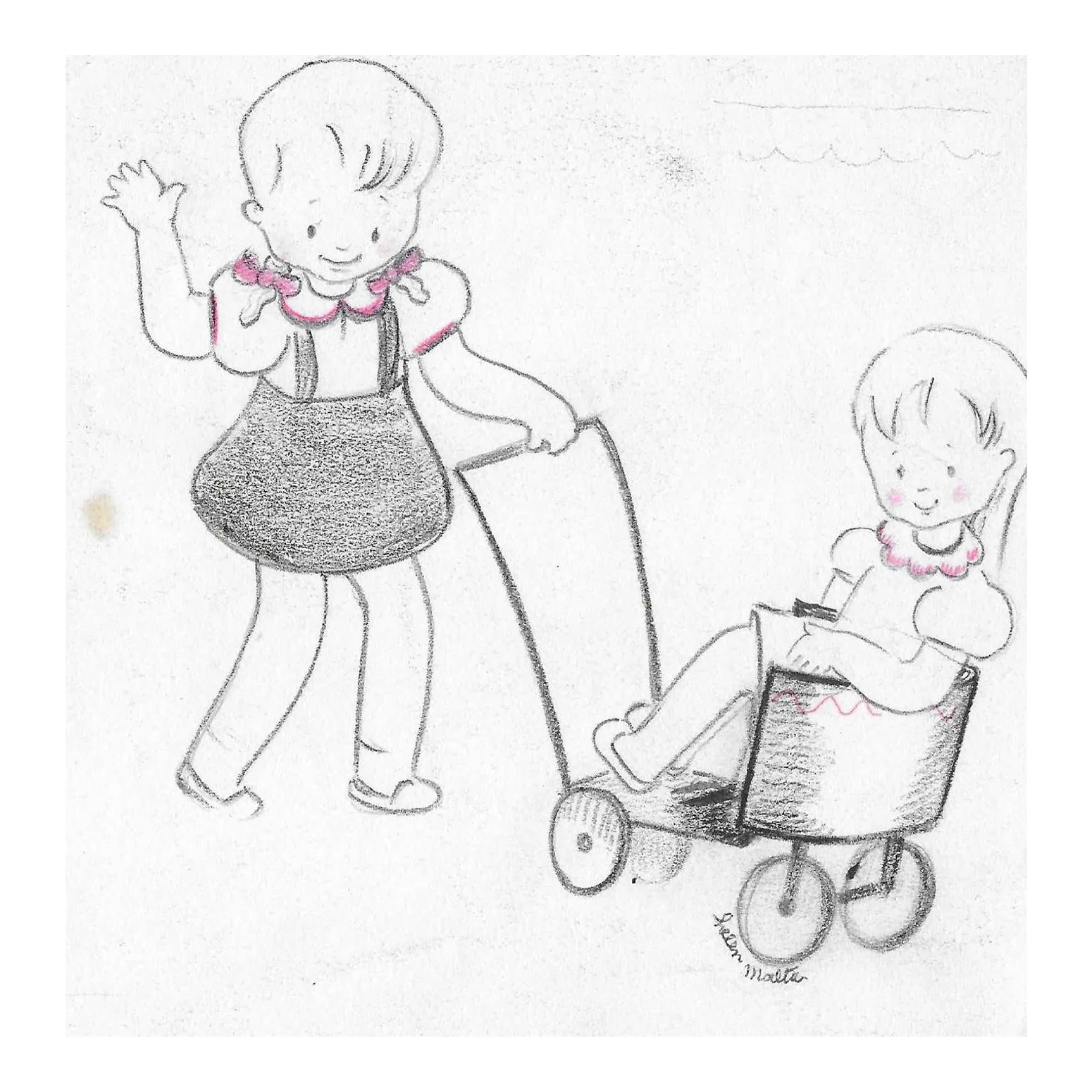 1940s Helen Malta Children's Drawing | Chairish