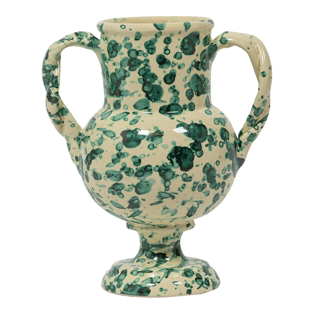Sharland England Splatter Verona Vase, Regular, Yellow & Verde | Chairish