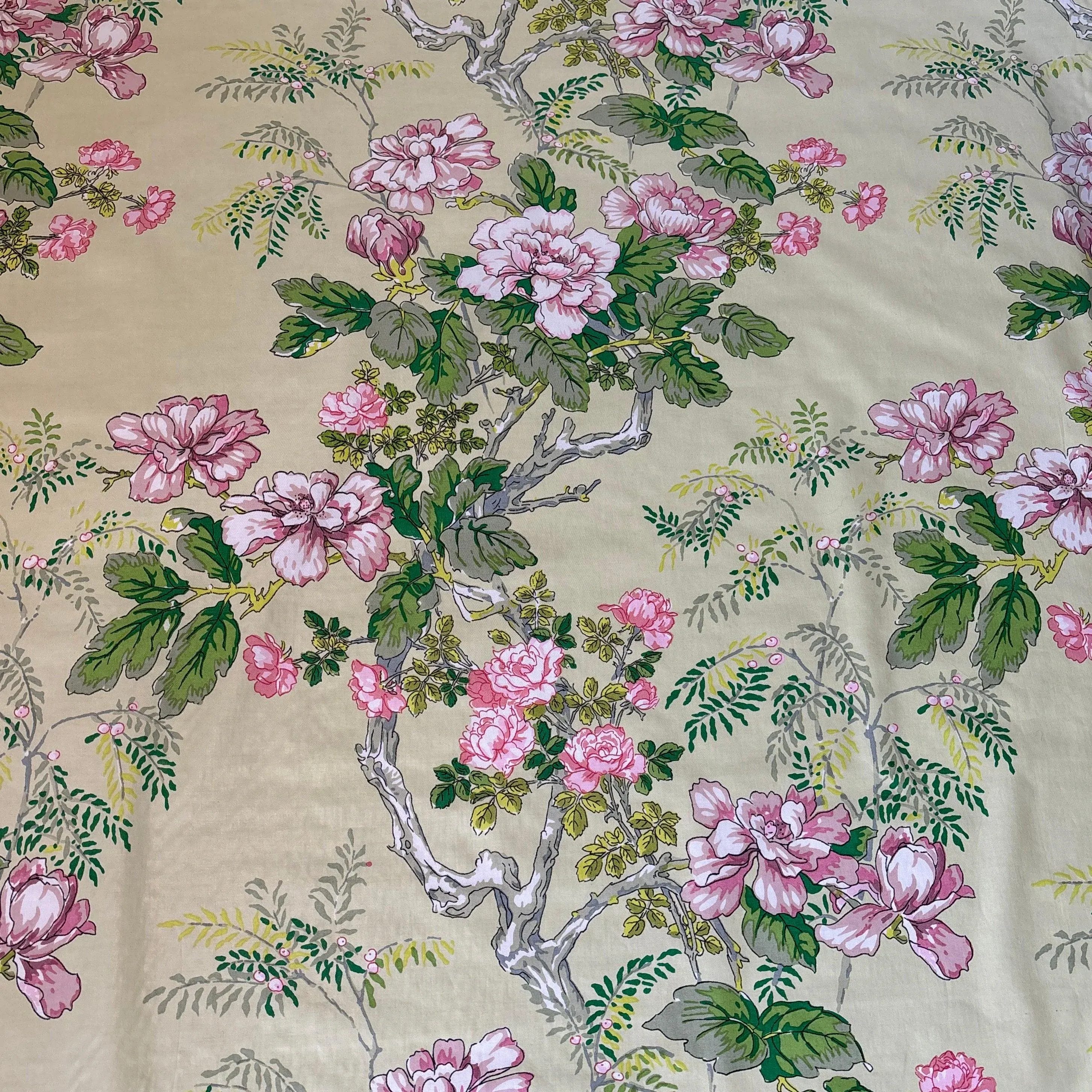 1980s Floral Fabric- 3 Yards | Chairish