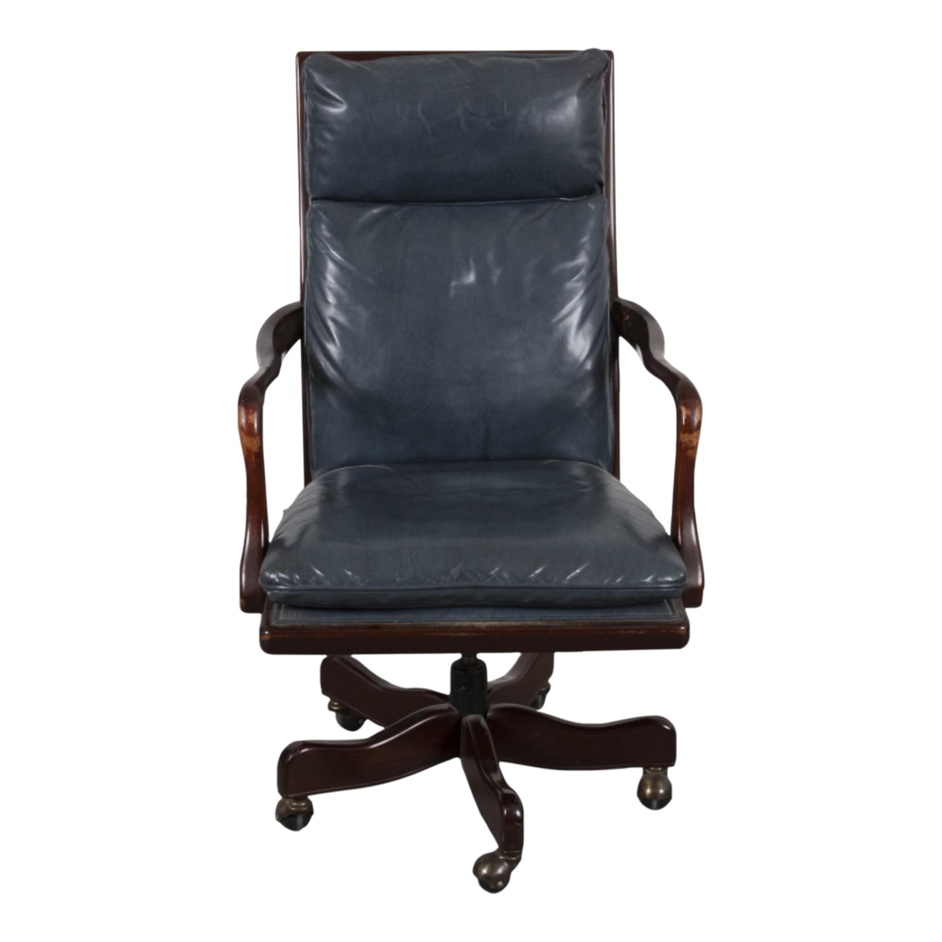 Blue Leather Executive Office or Desk Chair | Chairish