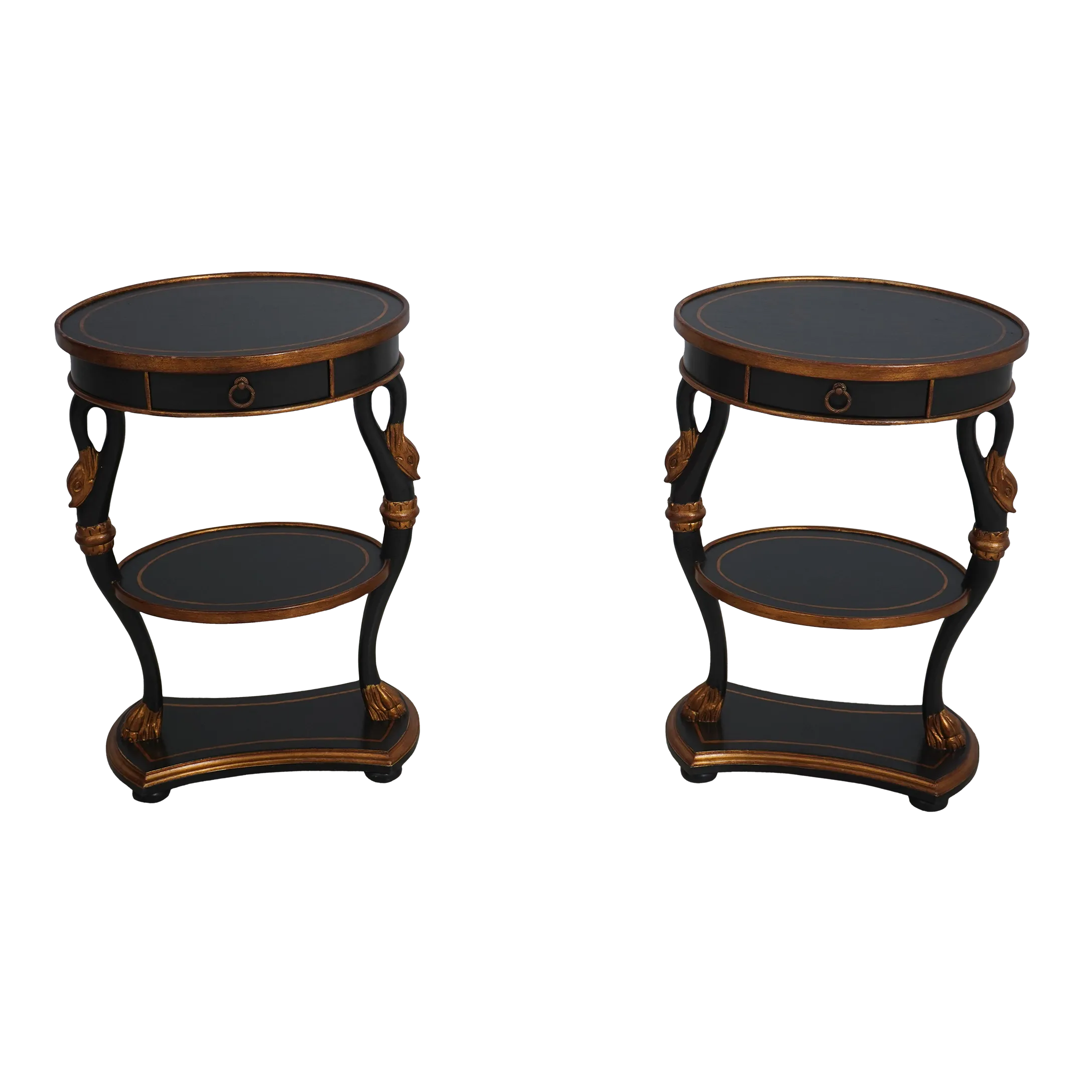 Pair William Switzer Regency Style Swan End Tables | Chairish