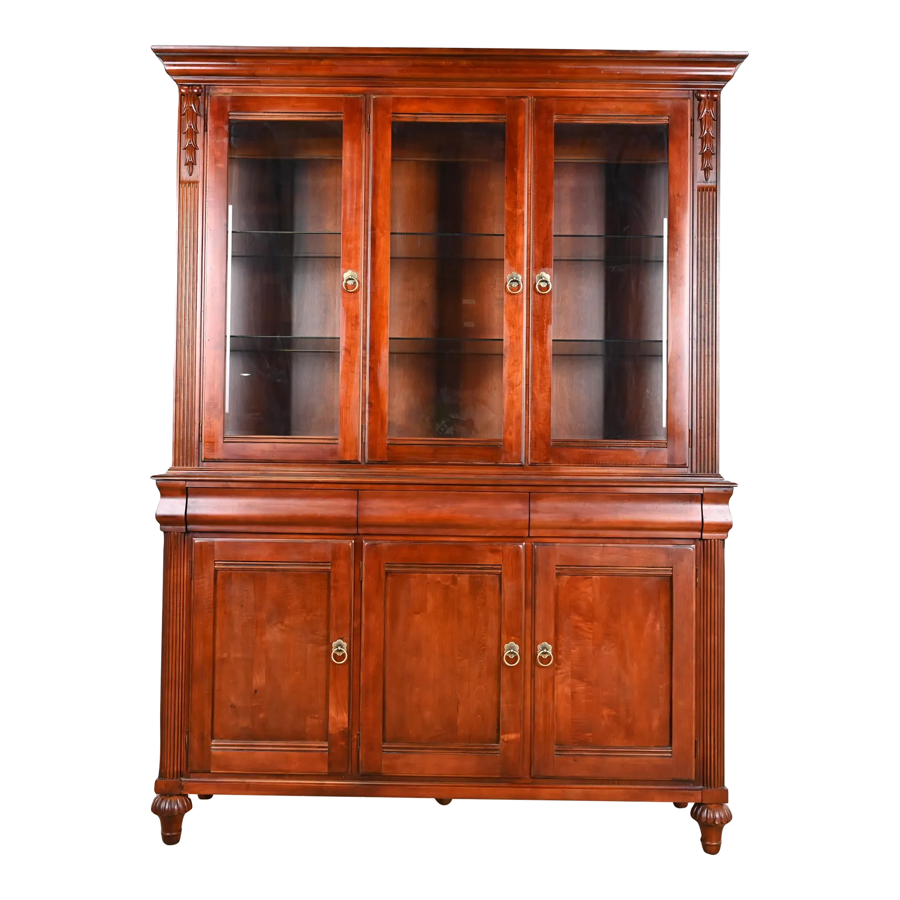 Ethan Allen French Regency Louis XVI Carved Cherry Wood Lighted ...
