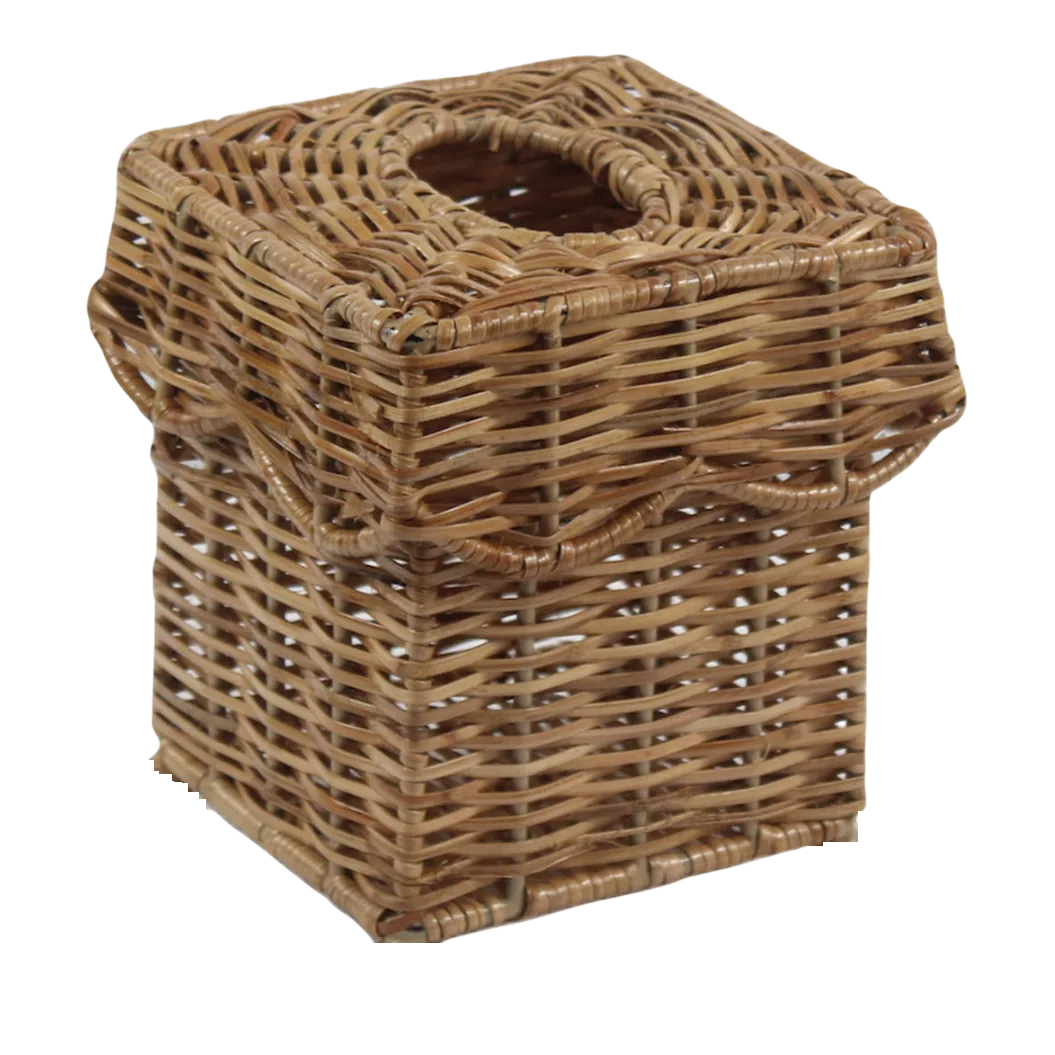 Scalloped Wicker Tissue Box, Natural | Chairish